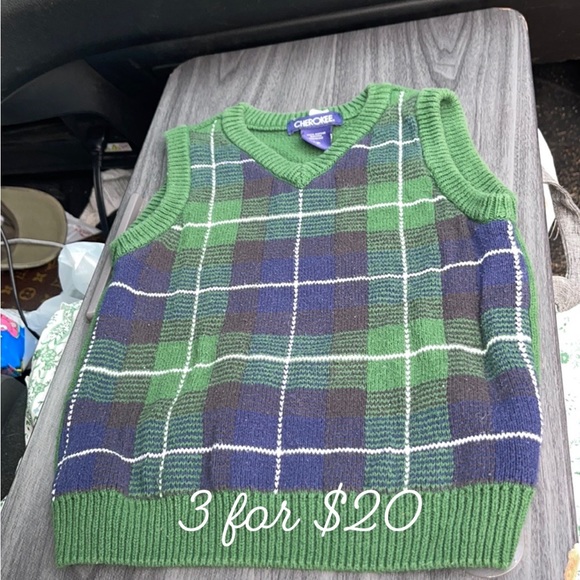 Cherokee | Jackets & Coats | Cherokee Navy Blue Green Plaid Sweater ...